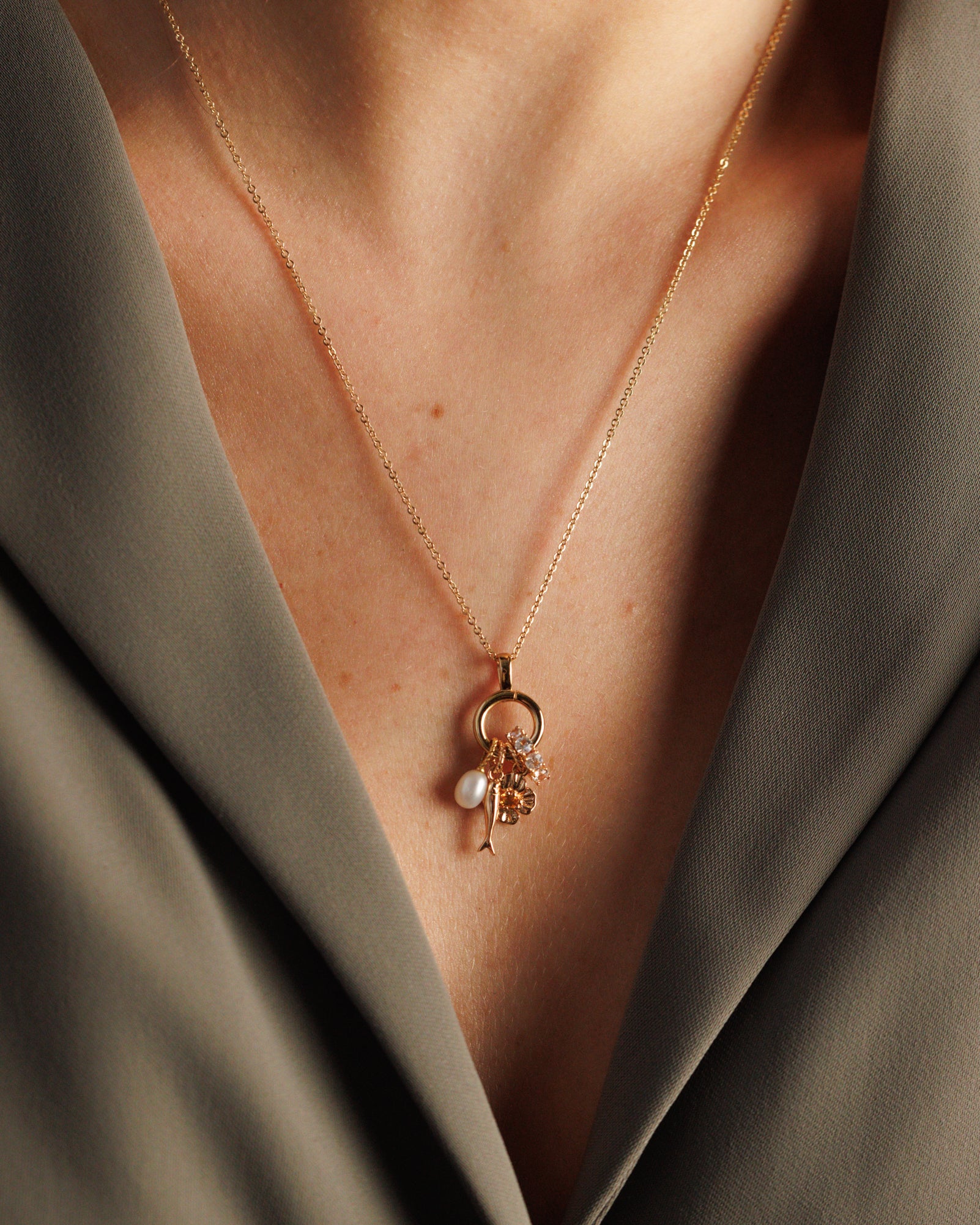 Solid Gold Charm Collector Necklace — GLDN