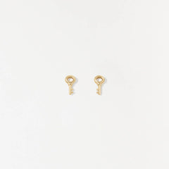 Solid Gold Skeleton Key Studs — GLDN